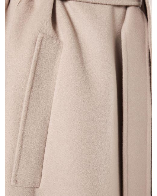 Max Mara Elisa Belted Wool Long Coat in Natural | Lyst