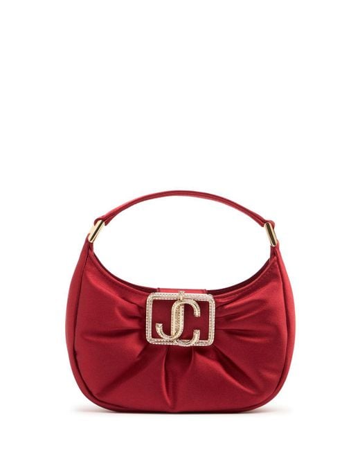 Jimmy Choo Mini Edie Satin Hobo Bag in Red | Lyst