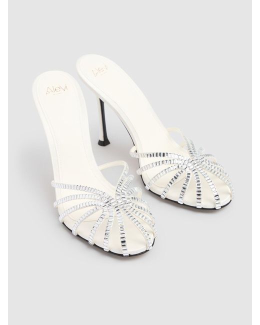 ALEVI 95Mm Soraya Satin Mules in White | Lyst