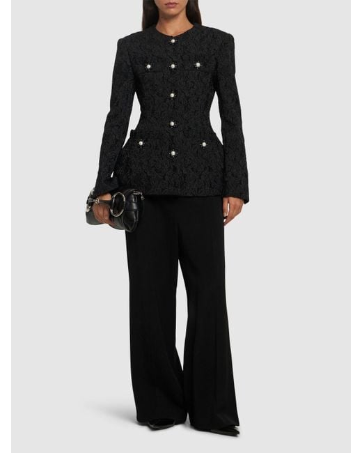 LE FAME Woven Jacquard Corset Jacket in Black | Lyst