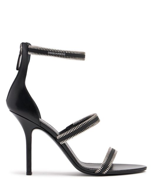 DSquared² 100Mm Zip-Up High Heel Sandals in White | Lyst