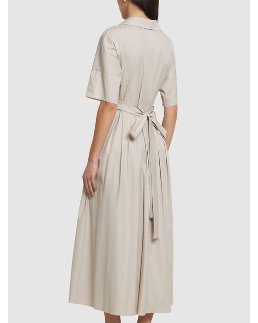 Max Mara Sarah Poplin Midi Dress in Natural | Lyst