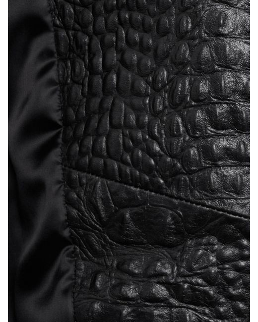 Blumarine Croc Embossed Leather Biker Jacket in Black | Lyst
