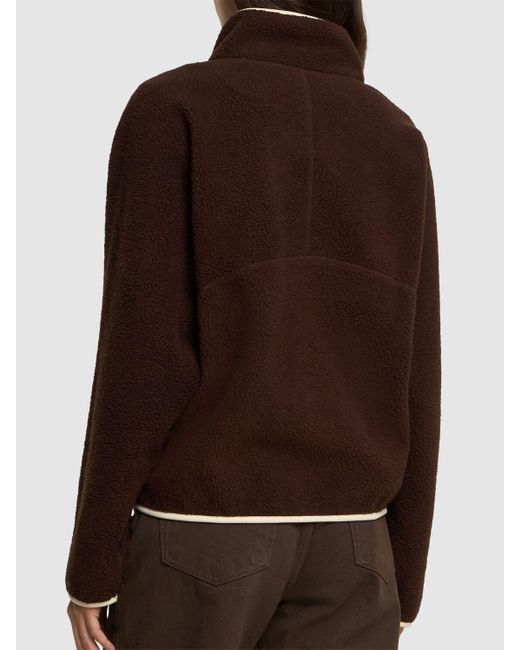 Sporty & Rich Serif Logo Half-Zip Tech Sherpa Jacket in Brown | Lyst