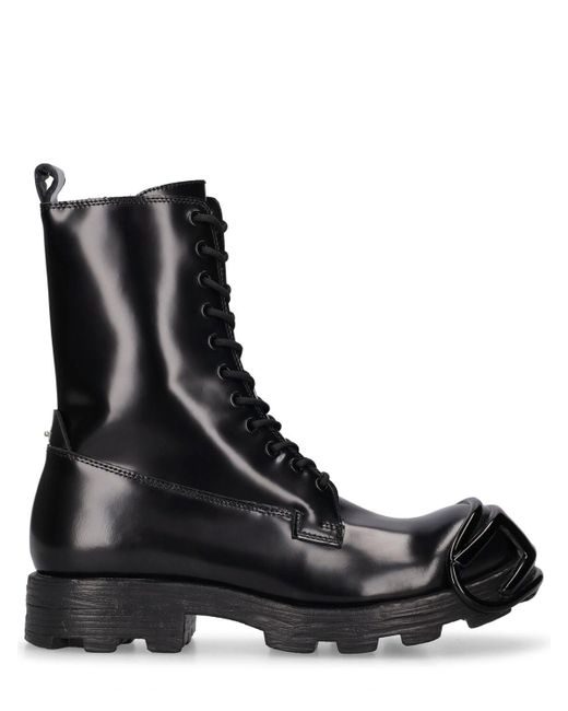 DIESEL D-hammer Leather Combat Boots in Black for Men | Lyst