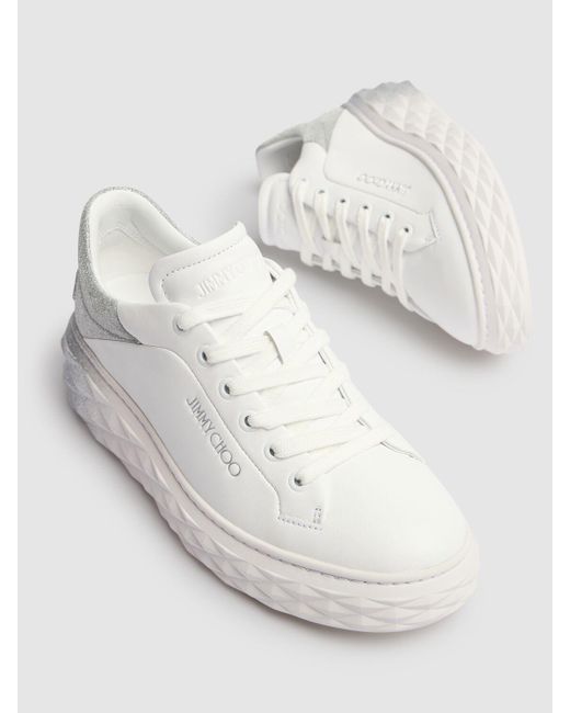Jimmy Choo Diamond Maxi Leather Sneakers in White | Lyst