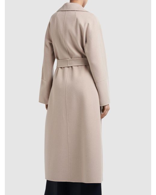 Max Mara Elisa Belted Wool Long Coat in Natural | Lyst