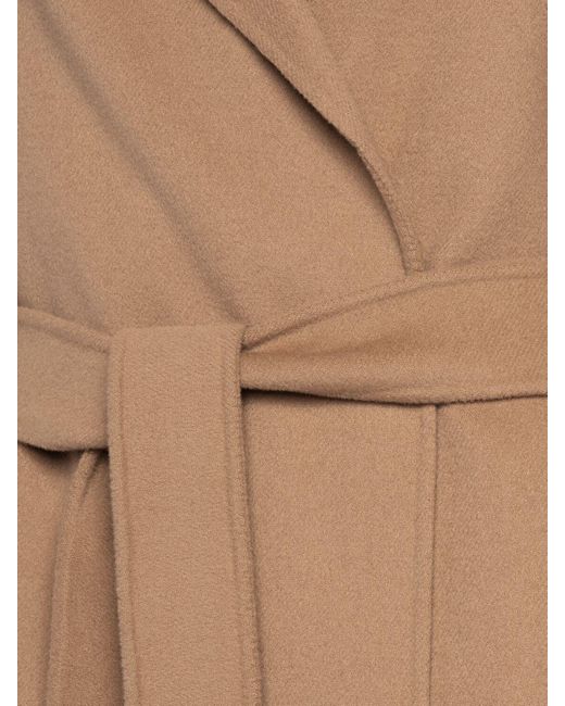 Max Mara Livia Belted Wool Long Coat in Natural | Lyst