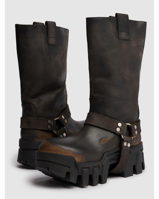Balenciaga Bulldozer Leather Harness Boots in Black for Men | Lyst