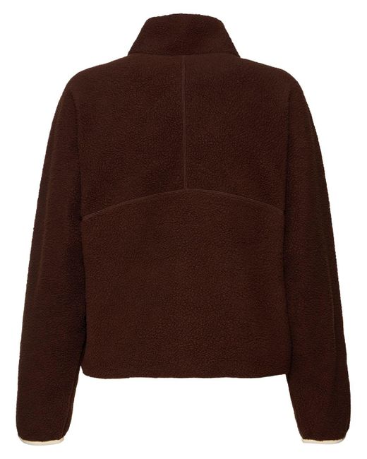 Sporty & Rich Serif Logo Half-Zip Tech Sherpa Jacket in Brown | Lyst