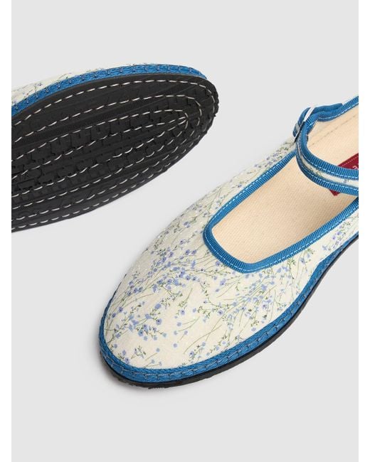Vibi Venezia 10Mm Mary Jane Messina Cotton Slippers in Blue | Lyst