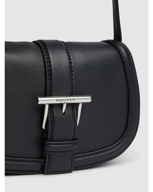 McQueen Mini T-Bar Leather Shoulder Bag in Black | Lyst