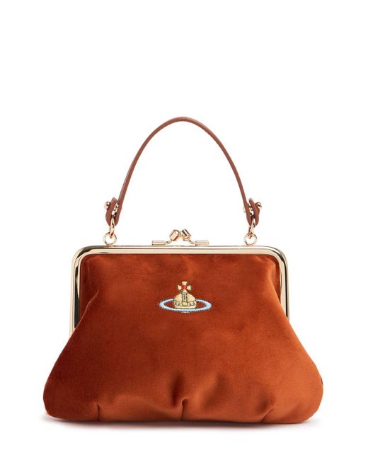 Vivienne Westwood Granny Frame Velvet Top Handle Bag in Brown | Lyst