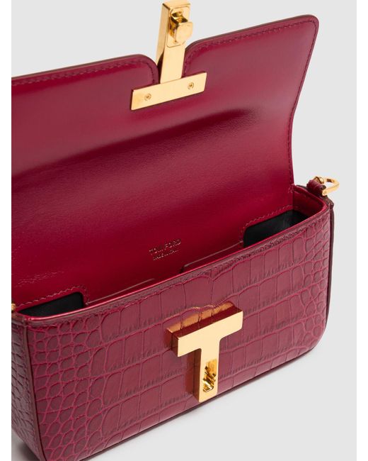 Tom Ford Mini Embossed Shiny Leather Bag in Red | Lyst