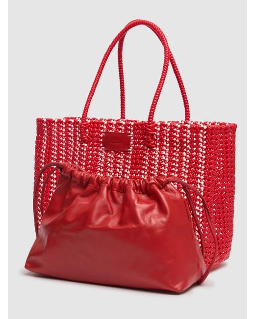 MSGM Large Mesh Tote Bag in Red | Lyst