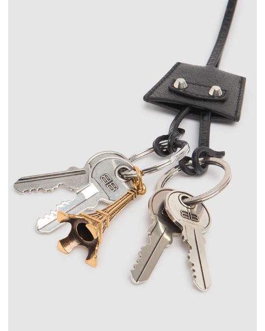 Balenciaga Eiffel Le City Leather Charm Key Holder in White | Lyst