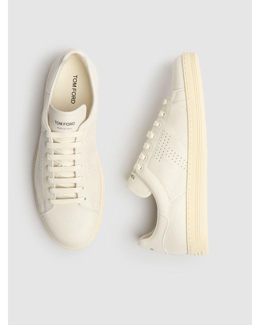 Tom Ford Warwick Grain Leather Sneaker in Natural for Men | Lyst