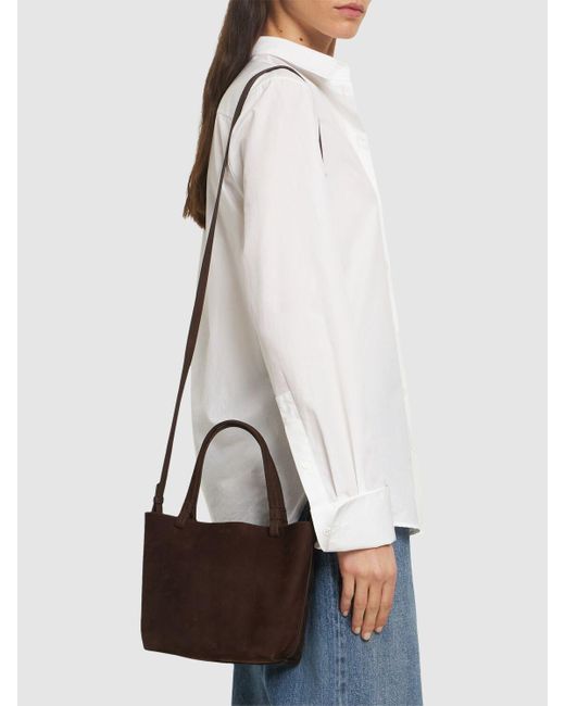 The Row Small Park Grain Leather Tote Bag in Brown | Lyst