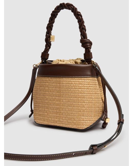 Ganni Bou Bucket Raffia Effect Bag in Natural | Lyst