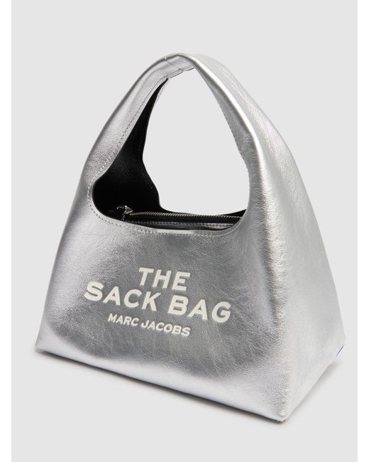 Marc Jacobs The Mini Sack Metallic Top Handle Bag in White | Lyst