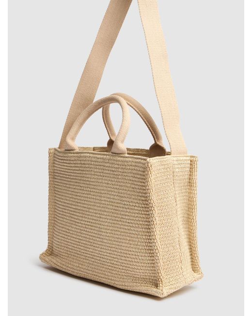 Marni Small Logo Raffia Effect Tote Bag Silk Unique in Natural | Lyst Marni Small Logo Raffia Effect Tote Bag Silk Unique in Natural | Lyst