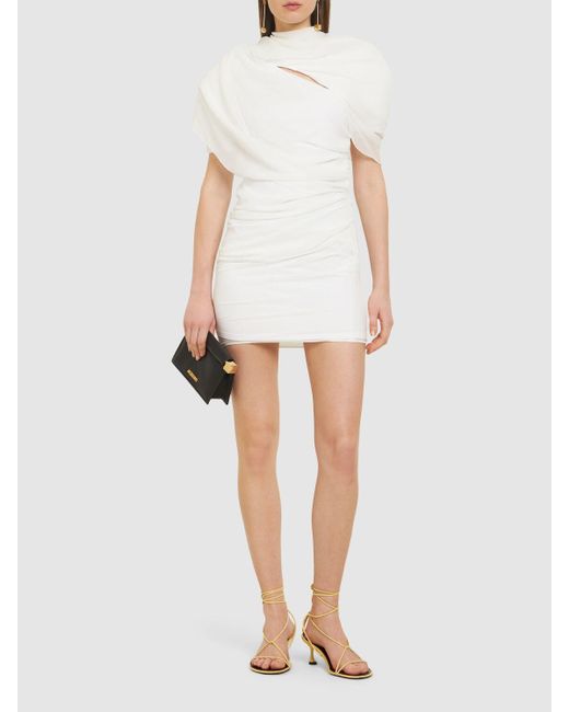 Jacquemus La Robe Castagna Draped Satin Dress in White | Lyst