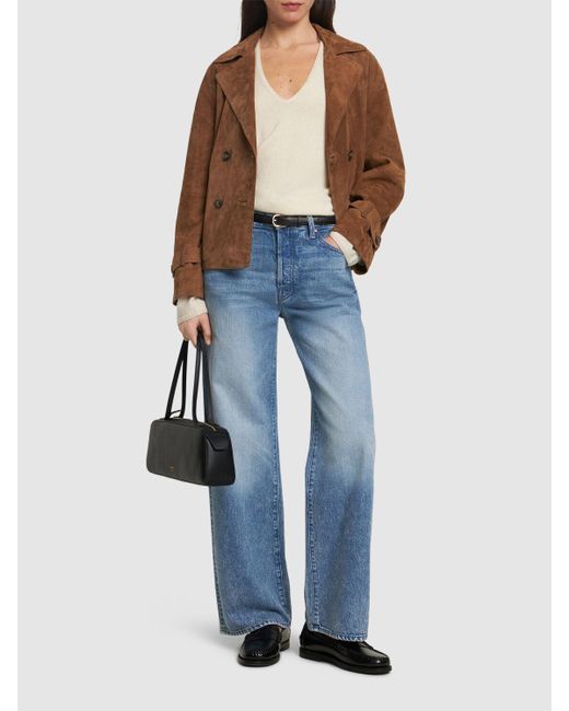 Mother Lil Dodger Button Sneak Jeans in Blue | Lyst