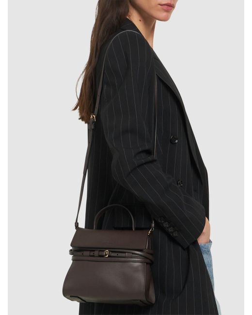 Moschino Mini Tie Me Leather Top Handle Bag in Black | Lyst