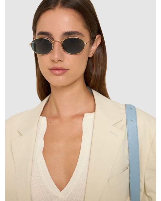 Ray-Ban Oval Flat Metal Sunglasses in Blue | Lyst UK