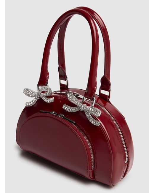 Self-Portrait Mini Leather Curved Top Handle Bag Unique in Red | Lyst