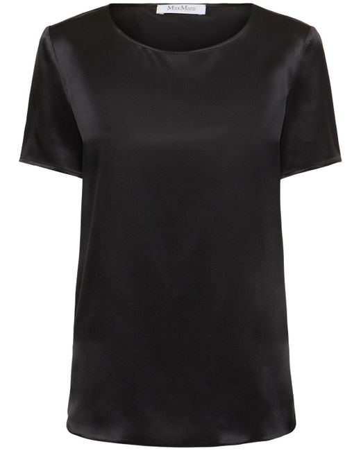 Max Mara Dida Silk Satin Top in Black | Lyst