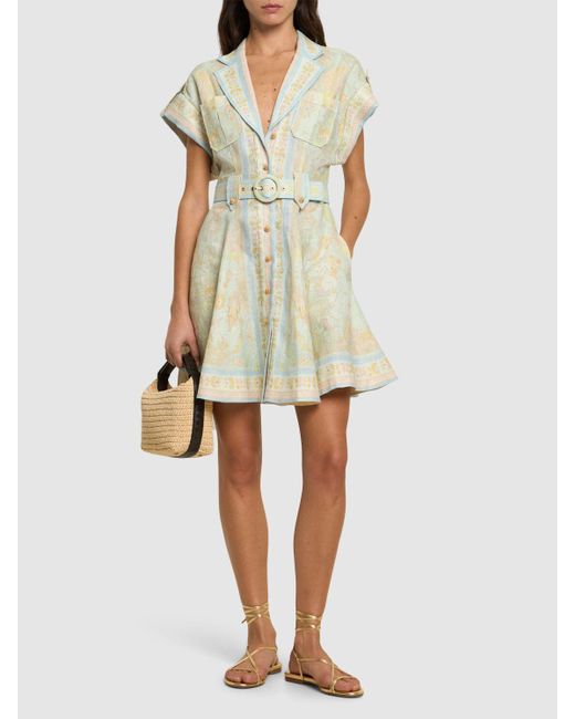 Zimmermann Acacia Linen Mini Dress in White | Lyst