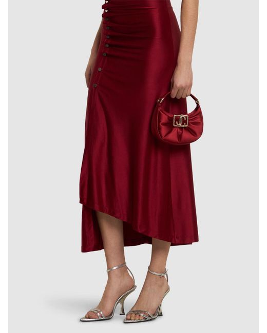 Jimmy Choo Mini Edie Satin Hobo Bag in Red | Lyst