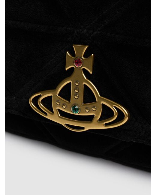 Vivienne Westwood Medium Hazel Quilted Velvet Shoulder Bag in Black | Lyst