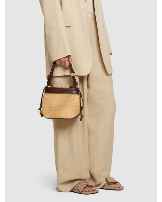 Ganni Bou Bucket Raffia Effect Bag in Natural | Lyst