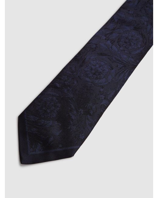 Versace Barocco Silk Jacquard Tie in Blue for Men | Lyst
