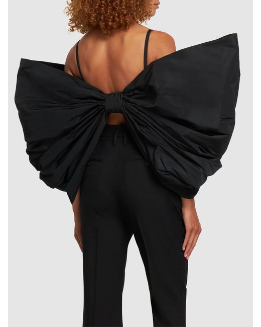 Nina Ricci Bow Sleeveless Taffeta Crop Top in Black | Lyst
