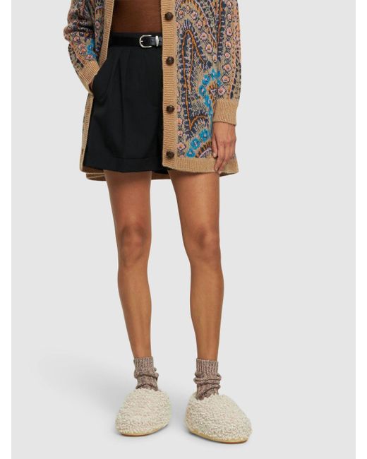 Moon Boot Curly Faux Fur Mules in Natural | Lyst