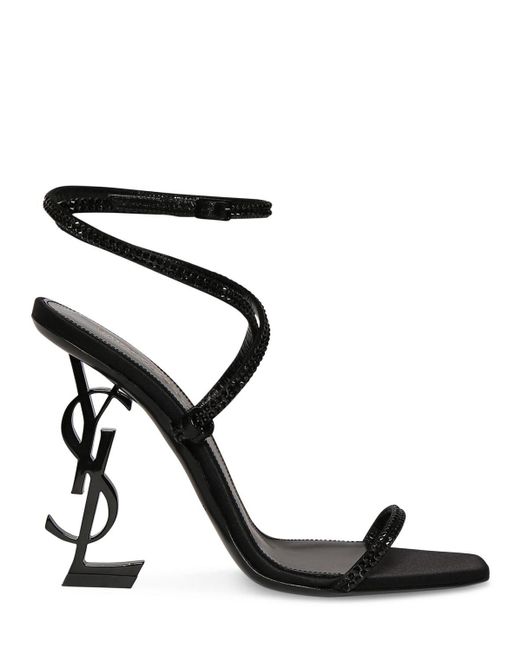 Saint Laurent 110mm Opyum Embellished Satin Sandals In Black Lyst Uk