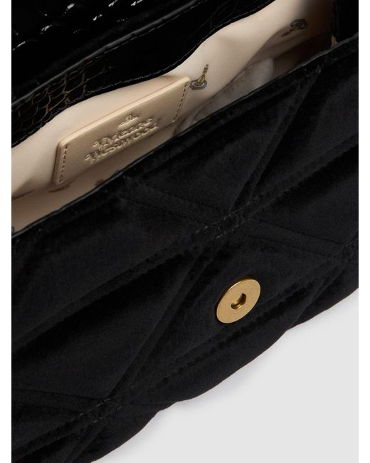Vivienne Westwood Medium Hazel Quilted Velvet Shoulder Bag in Black | Lyst