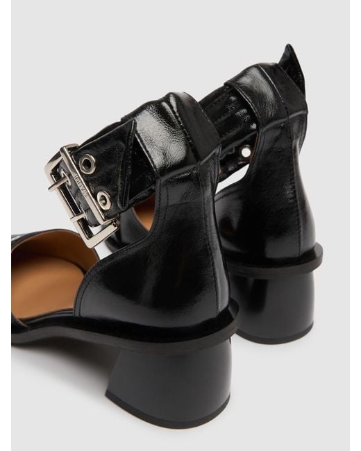 Ganni Chunky Buckle Open Cut Pumps in Black | Lyst