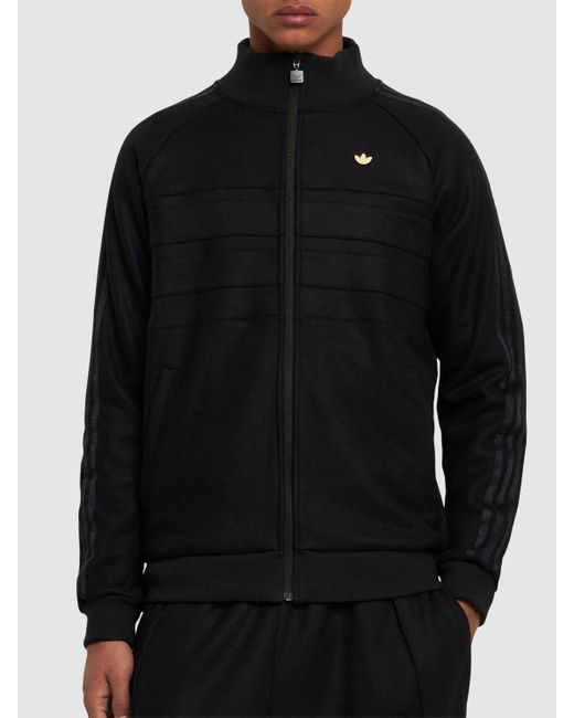adidas Originals Wool Blend Track Jacket in Black for Men | Lyst