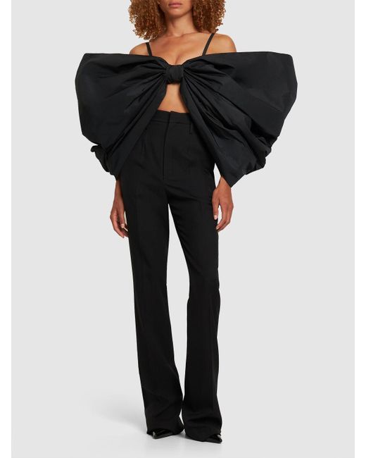 Nina Ricci Bow Sleeveless Taffeta Crop Top in Black | Lyst