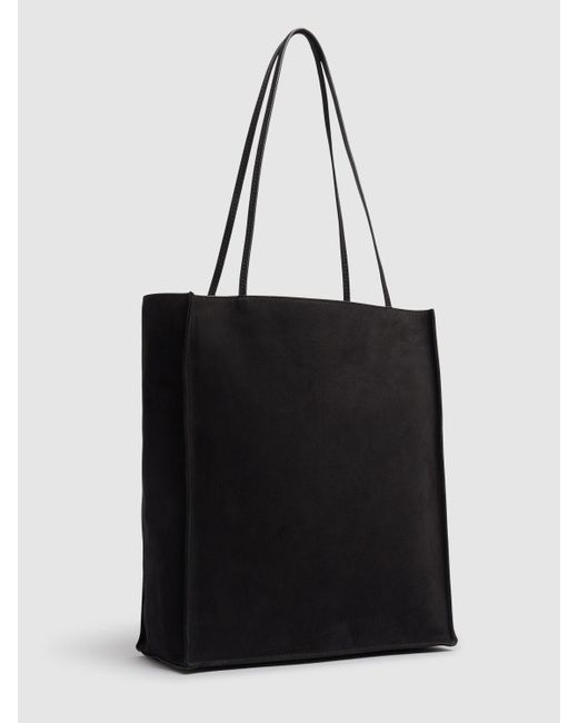 The Row Large To Go Suede Tote in Black | Lyst
