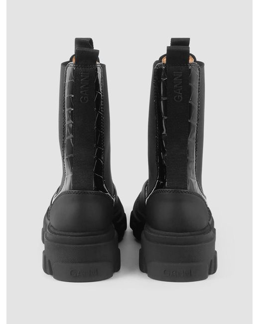 Ganni Chelsea Boots Croco in Black | Lyst