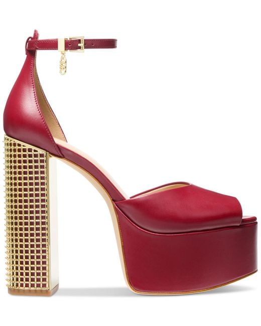 Michael Kors Michael Maxine Platform Sandals in Red | Lyst