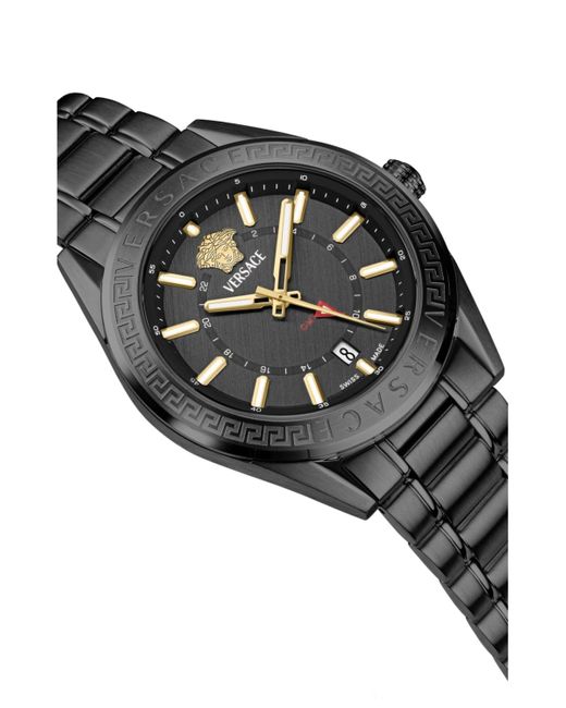 Versace V-code Ip Stainless Steel Bracelet Watch in Gray for Men | Lyst