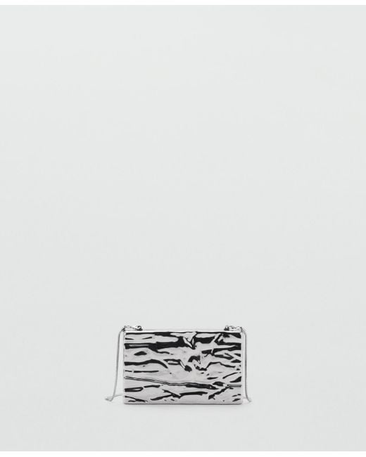 Mango Textured Clutch Bag in White | Lyst