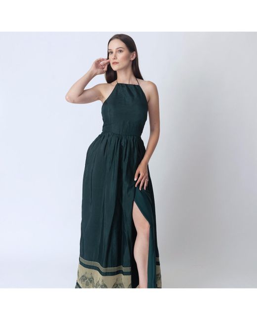 Ras Green Silk Maxi Dress in Blue | Lyst