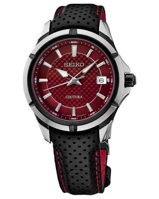 Seiko Coutura Black Leather Strap Watch 41mm in Gray for Men | Lyst